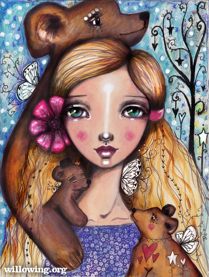 Goldilocks & The 3 Compassionate Bears - Original Painting - Willowing Arts