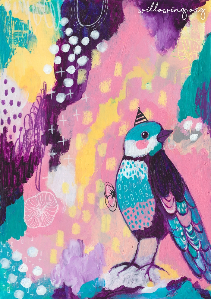 Abstract Bird 1 - Original Painting - Willowing Arts