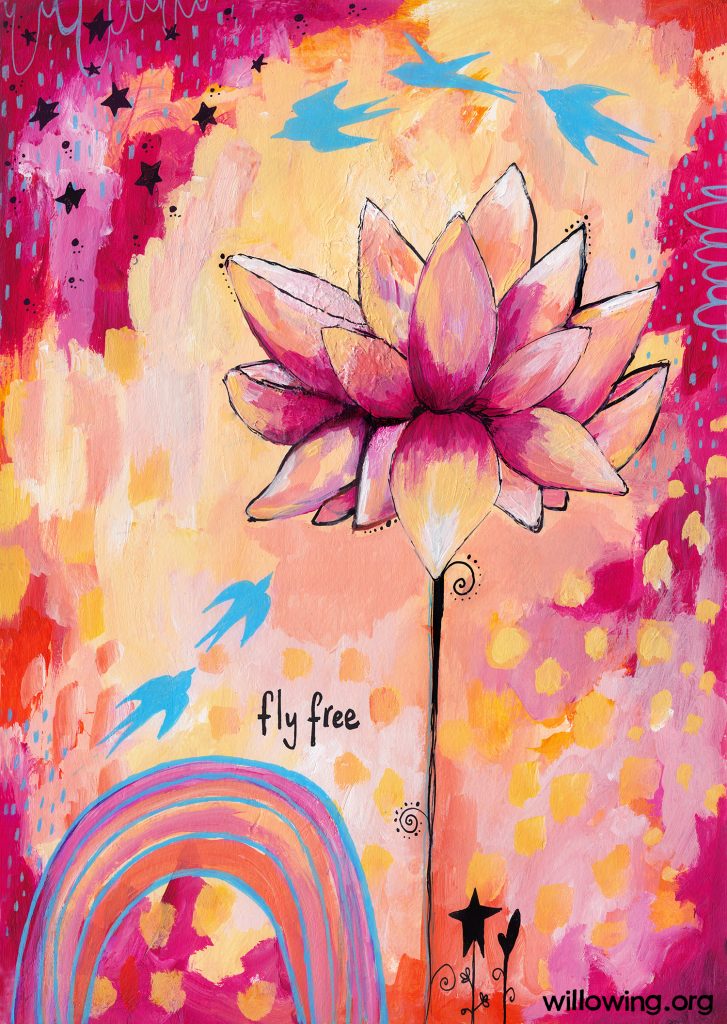 Fly Free Lotus - Original Painting - Willowing Arts
