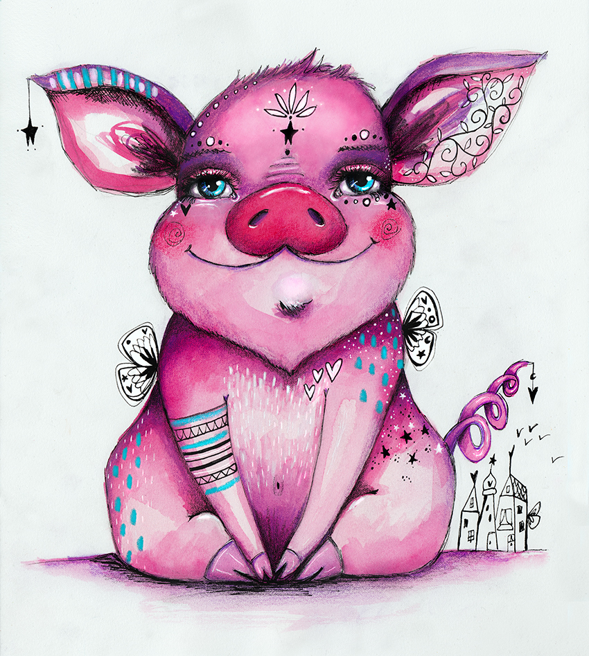 Portrait of a Pig - Willowing Arts
