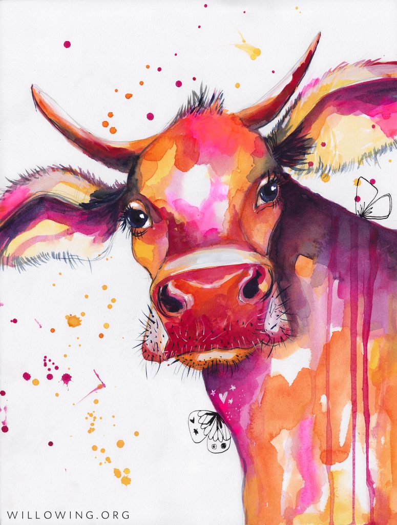 Portrait of a Cow in Watercolour - Willowing Arts